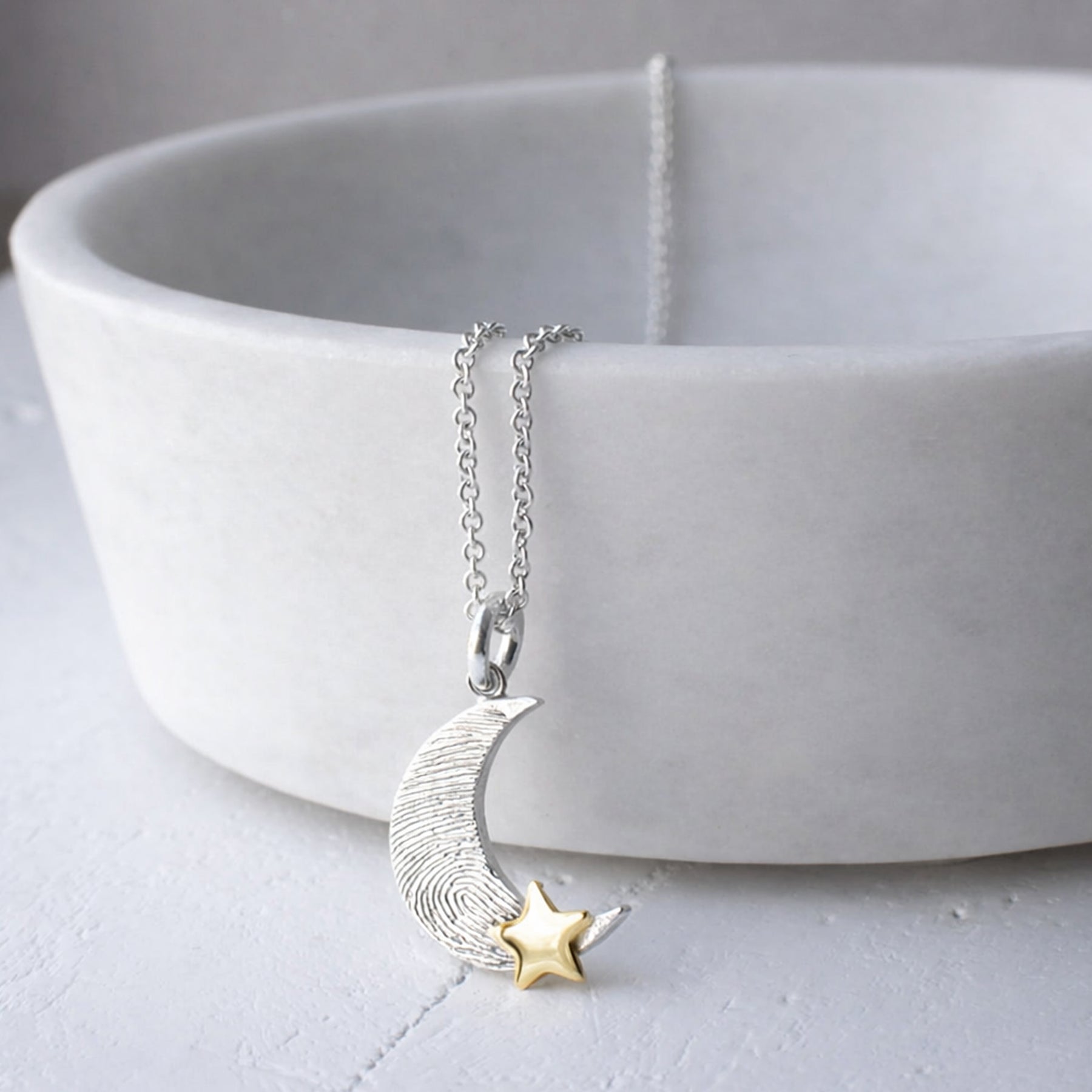 Loved to the moon and back Fingerprint Necklace in Silver or 9ct Gold ...