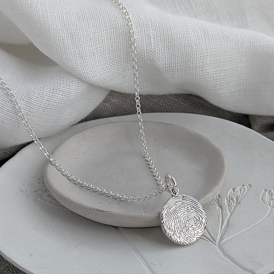 Fingerprint Disc Charm, available in 9ct Gold, 18ct Gold or Silver ...