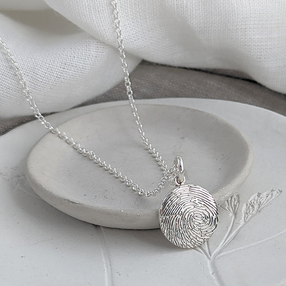 Fingerprint Disc Charm, available in 9ct Gold, 18ct Gold or Silver ...