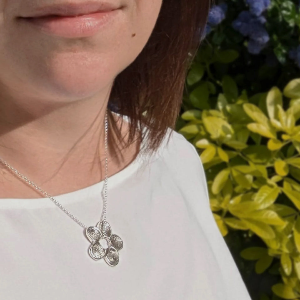 Fingerprint Flower Necklace | Your fingerprints in Gold or Silver ...