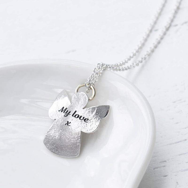 Fingerprint Angel Necklace | Silver or Gold | Memoial Jewellery - Hold ...