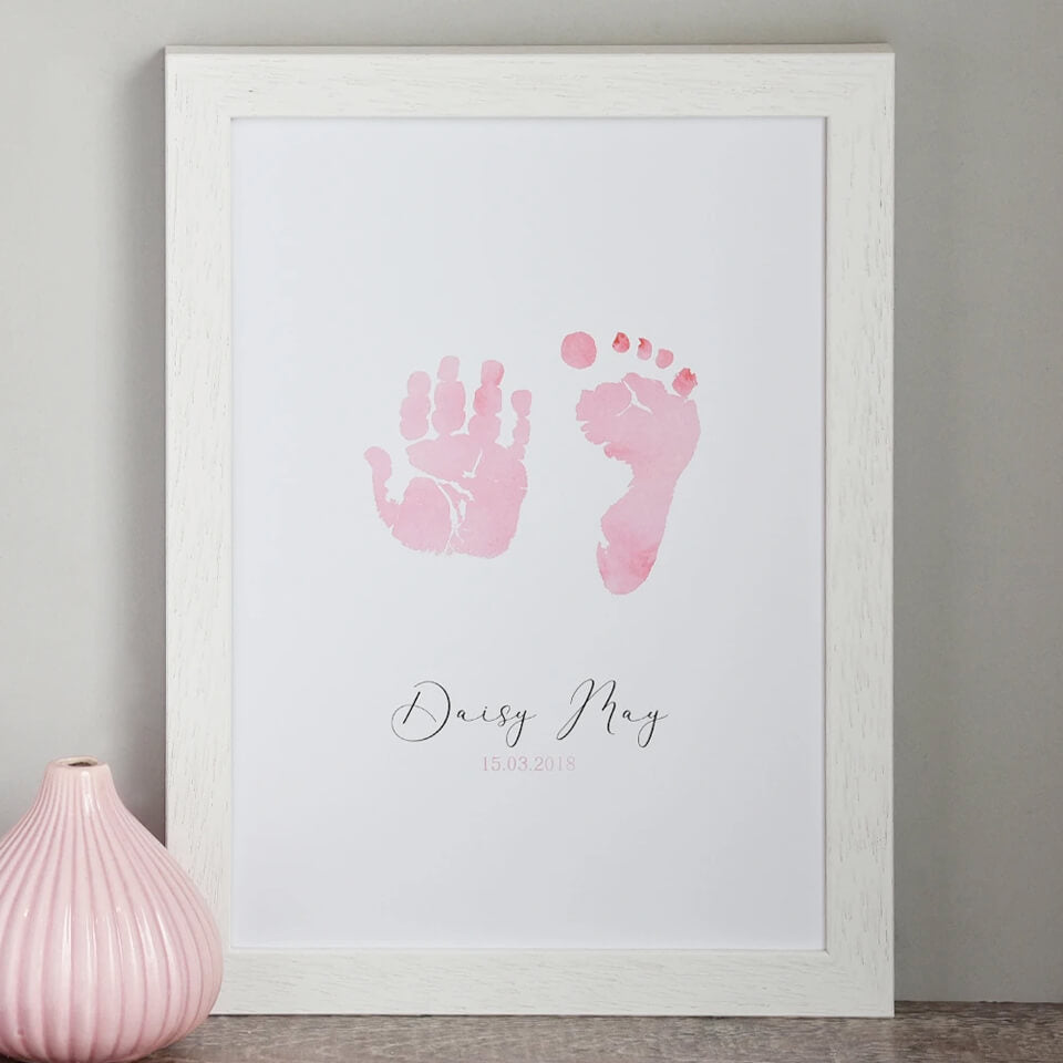 Personalised New Baby Handprint and Footprint Nursery Keepsake Art ...